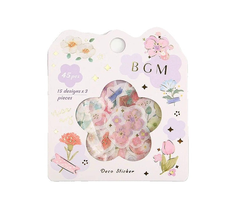 Flowers - Flake Sticker (Gold Foil Stamping)